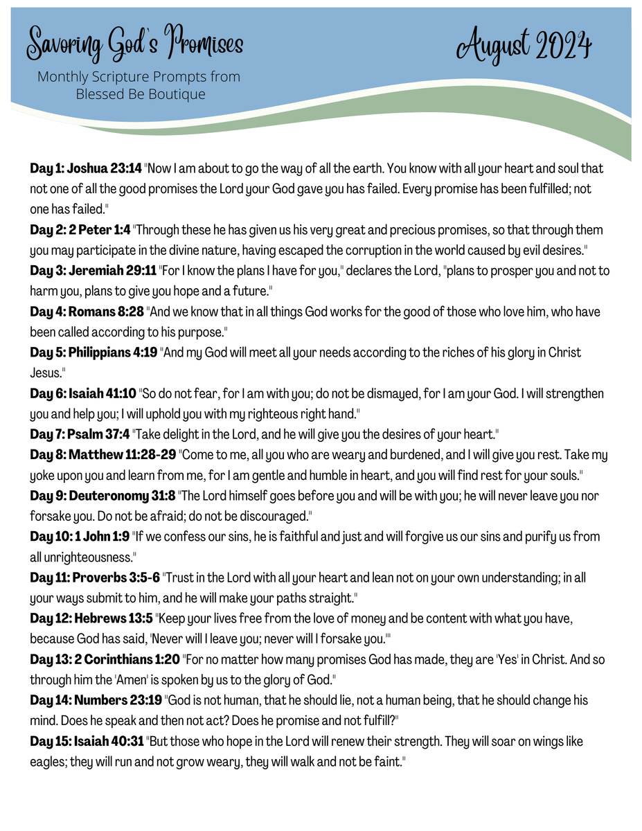 2024 August Scripture Journaling Prompts - Mailed Copies – Blessed Be ...