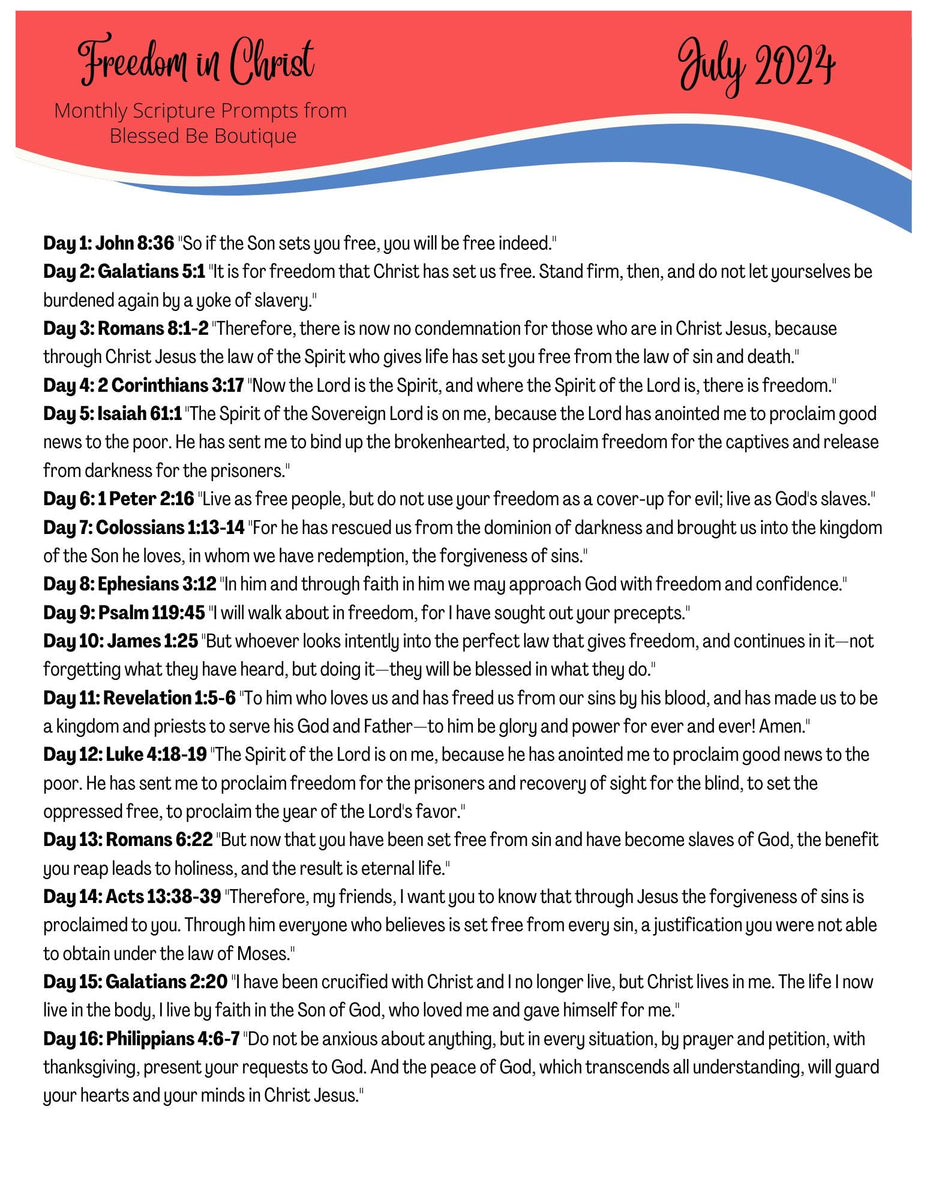 2024 July Scripture Journaling Prompts Digital Download – Blessed Be ...