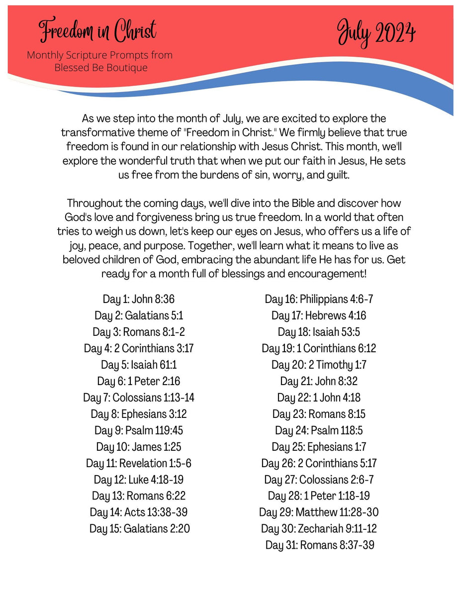 2024 July Scripture Journaling Prompts - Mailed Copies – Blessed Be ...