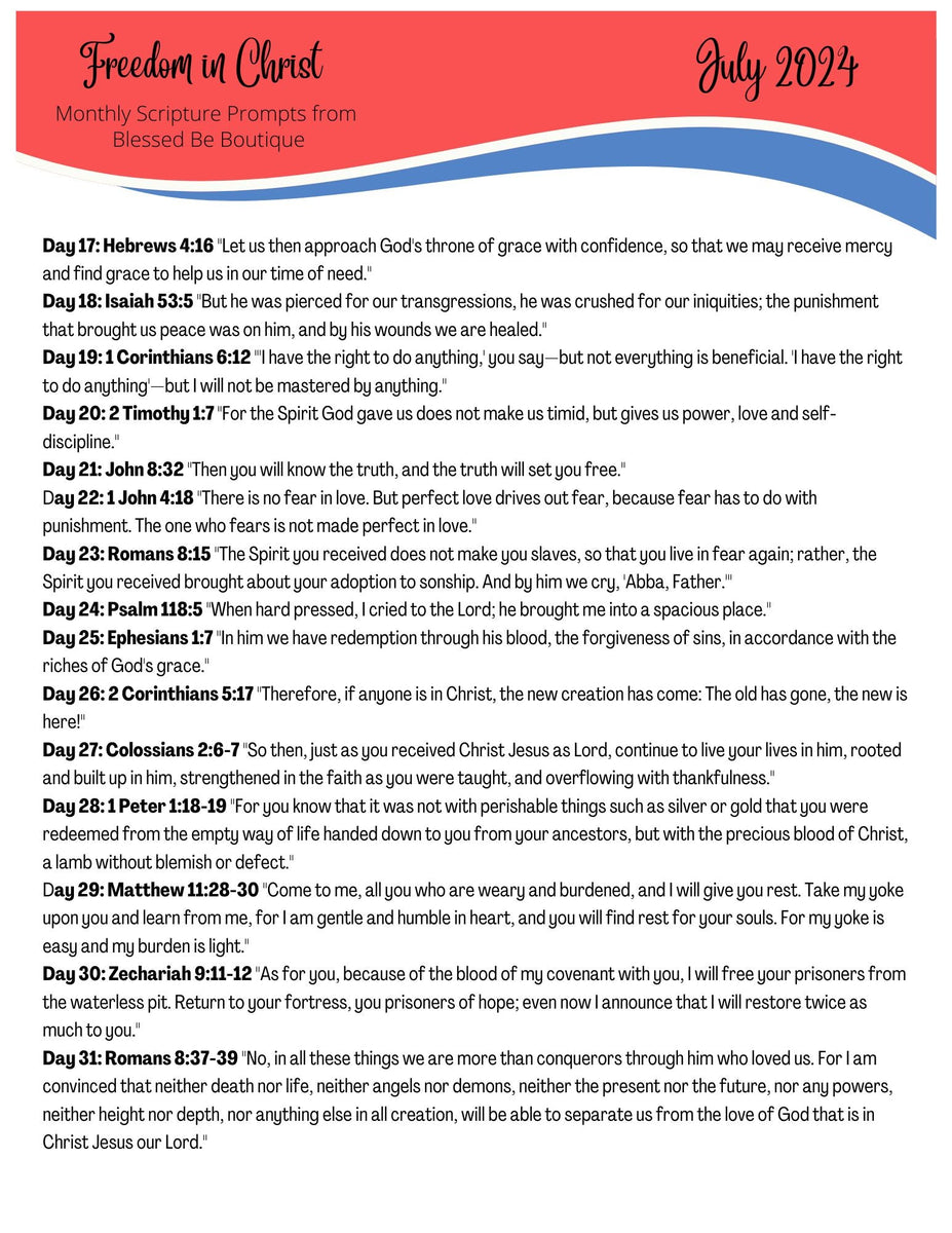 2024 July Scripture Journaling Prompts - Mailed Copies – Blessed Be ...