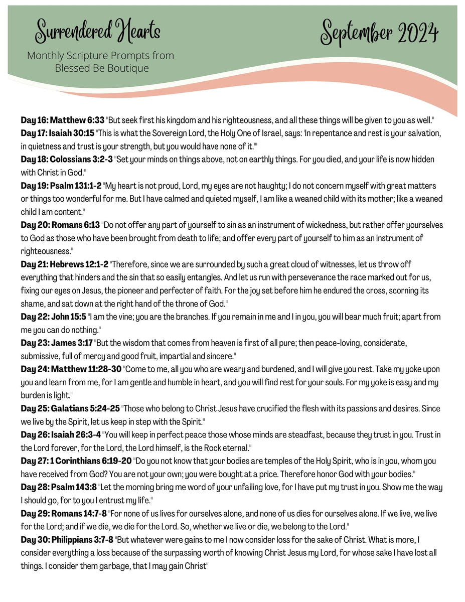 2024 September Scripture Journaling Prompts Digital Download – Blessed ...