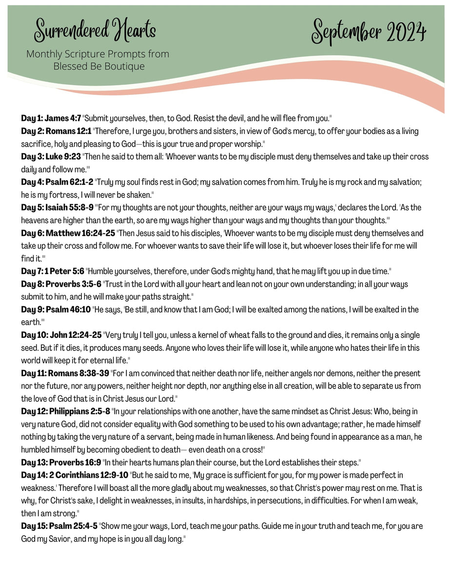 2024 September Scripture Journaling Prompts Digital Download – Blessed ...
