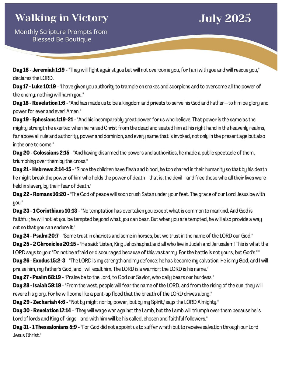 2025 July Scripture Journaling Prompts Digital Download – Blessed Be ...