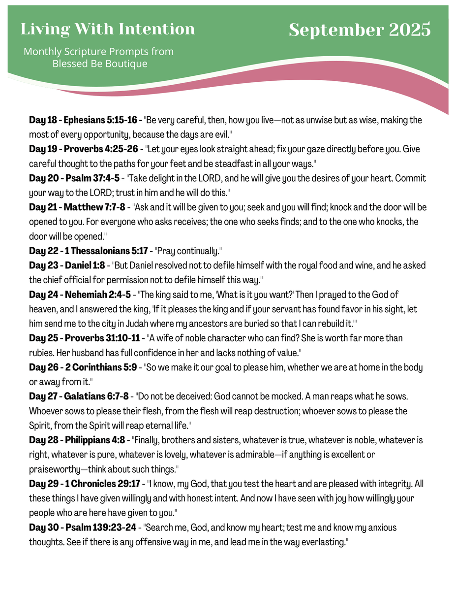 2025 September Scripture Journaling Prompts Digital Download – Blessed ...