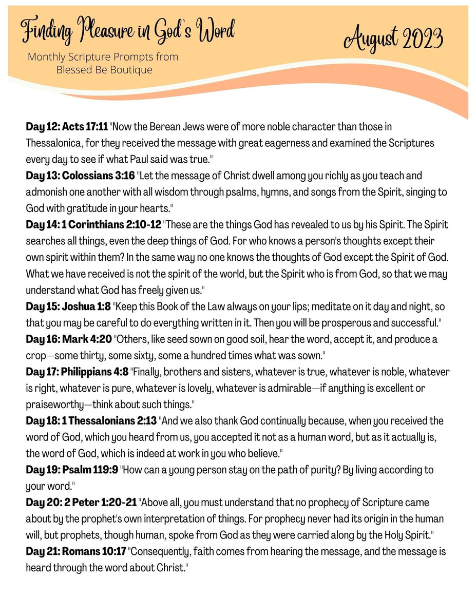 2023 August Scripture Journaling Prompts Digital Download – Blessed Be ...