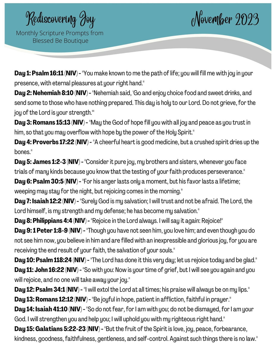2023 November Scripture Journaling Prompts Digital Download – Blessed ...