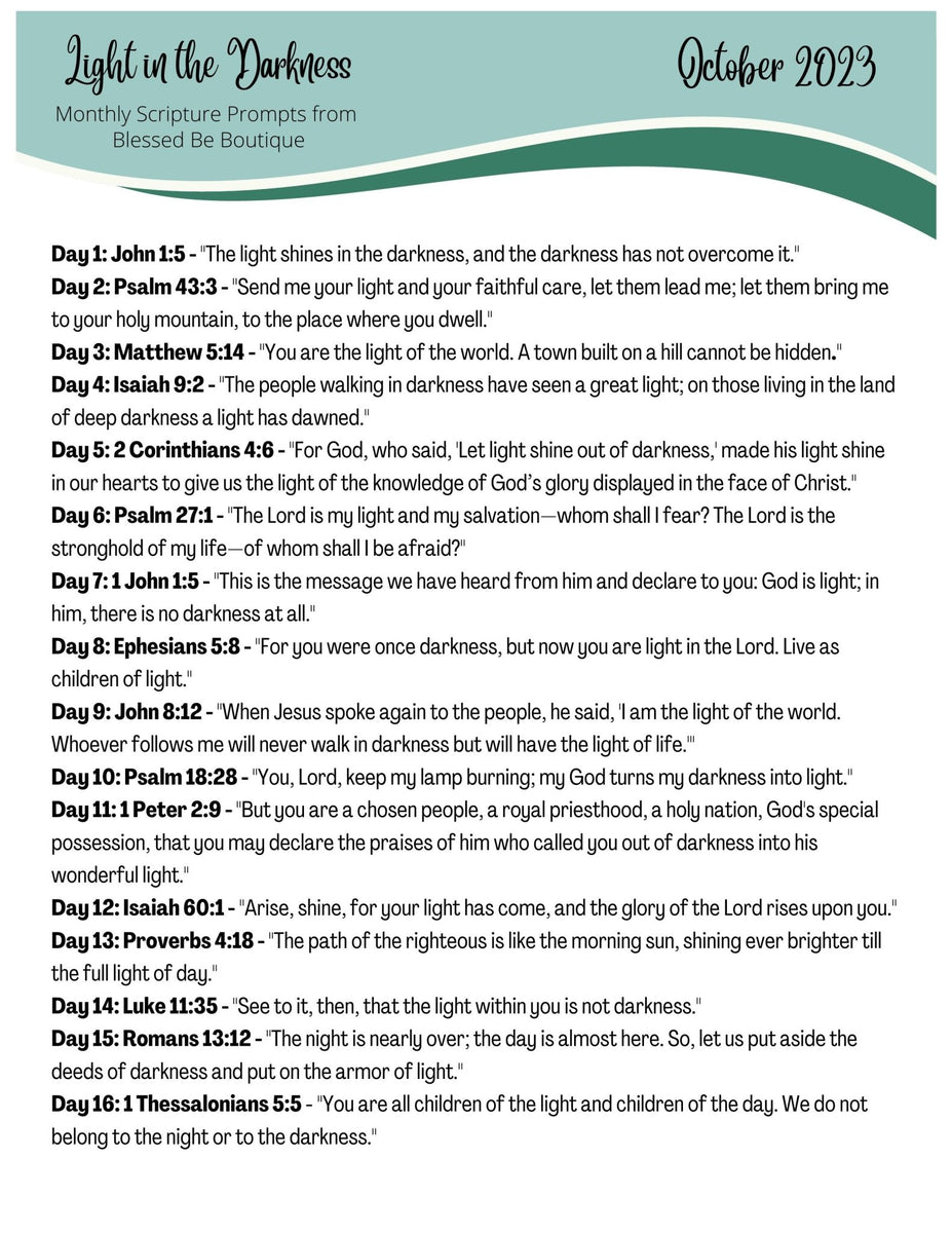 2023 October Scripture Journaling Prompts Digital Download – Blessed Be ...