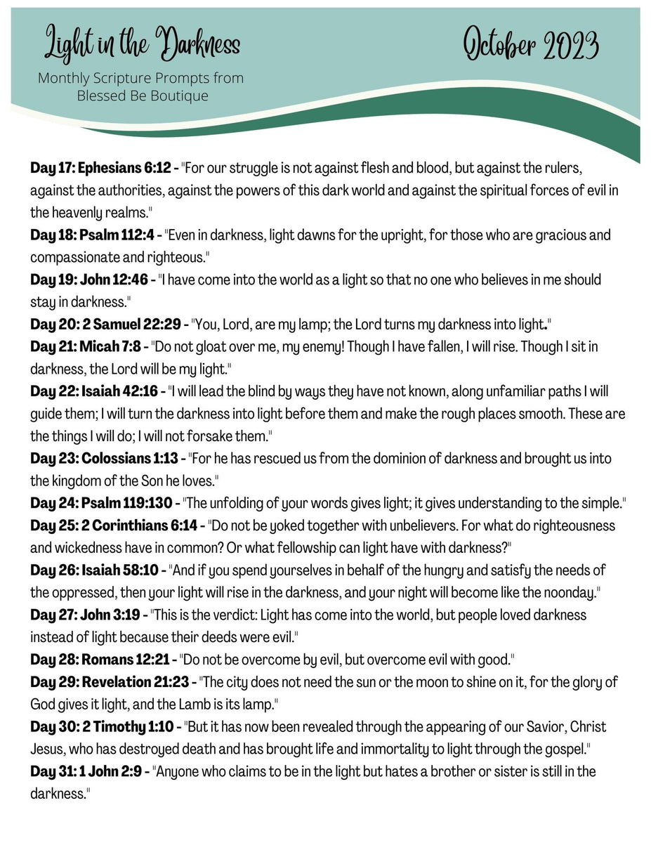 2023 October Scripture Journaling Prompts - Mailed Copies – Blessed Be ...