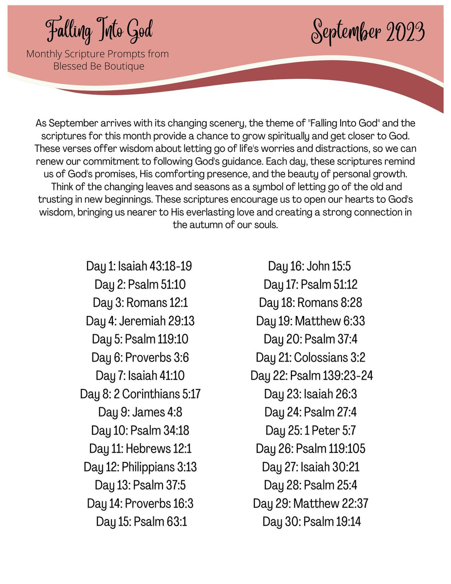 2023 September Scripture Journaling Prompts Digital Download – Blessed ...