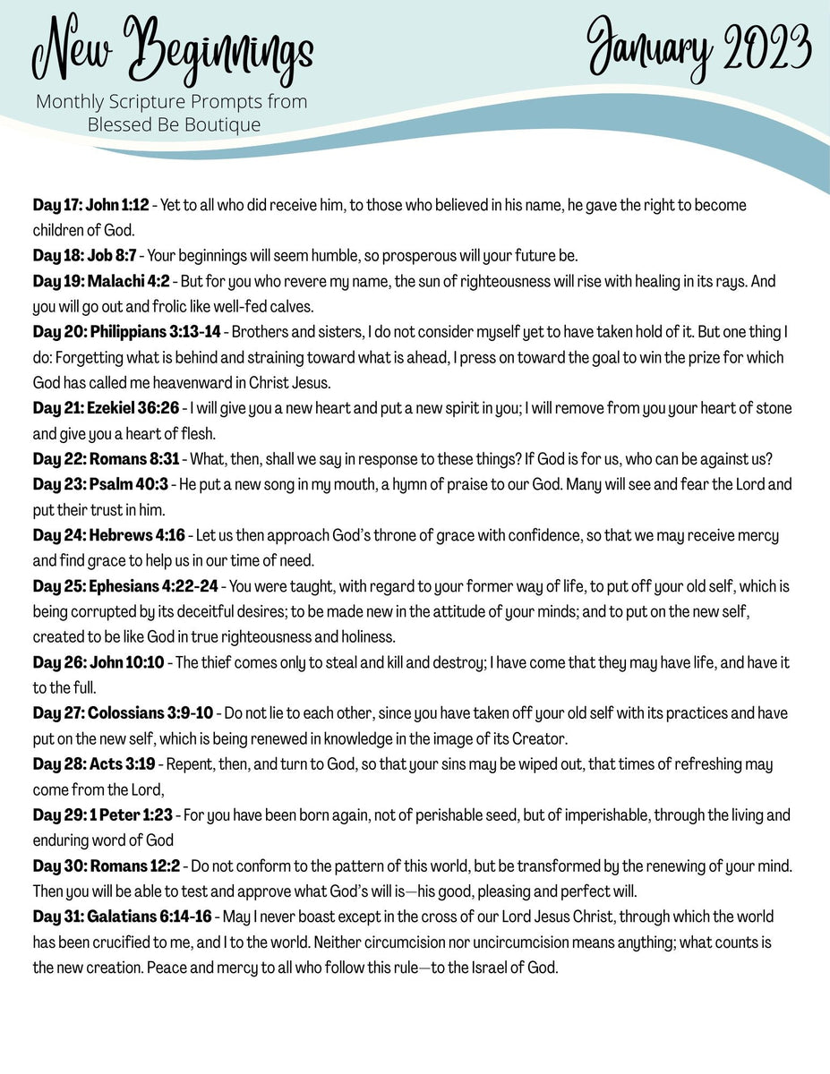 2023 January Scripture Journaling Prompts - Mailed Copies – Blessed Be ...