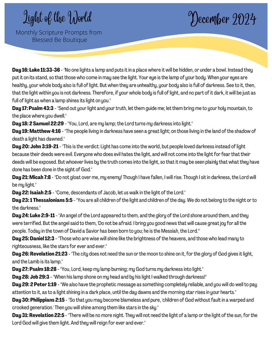 2024 December Scripture Journaling Prompts Digital Download – Blessed ...
