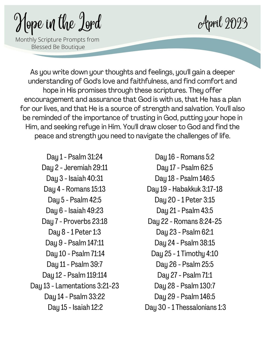2023 April Scripture Journaling Prompts Digital Download – Blessed Be ...