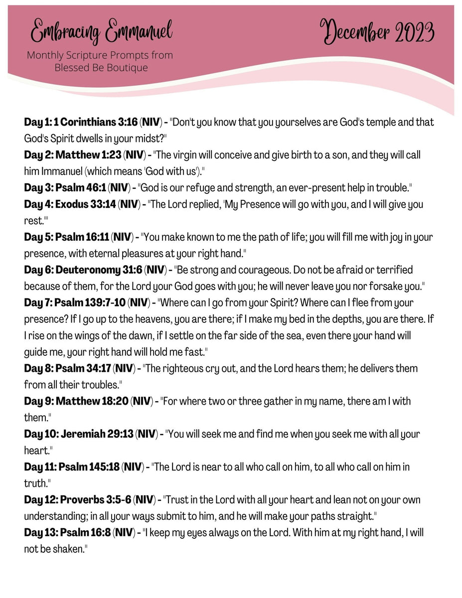 2023 December Scripture Journaling Prompts Digital Download – Blessed ...