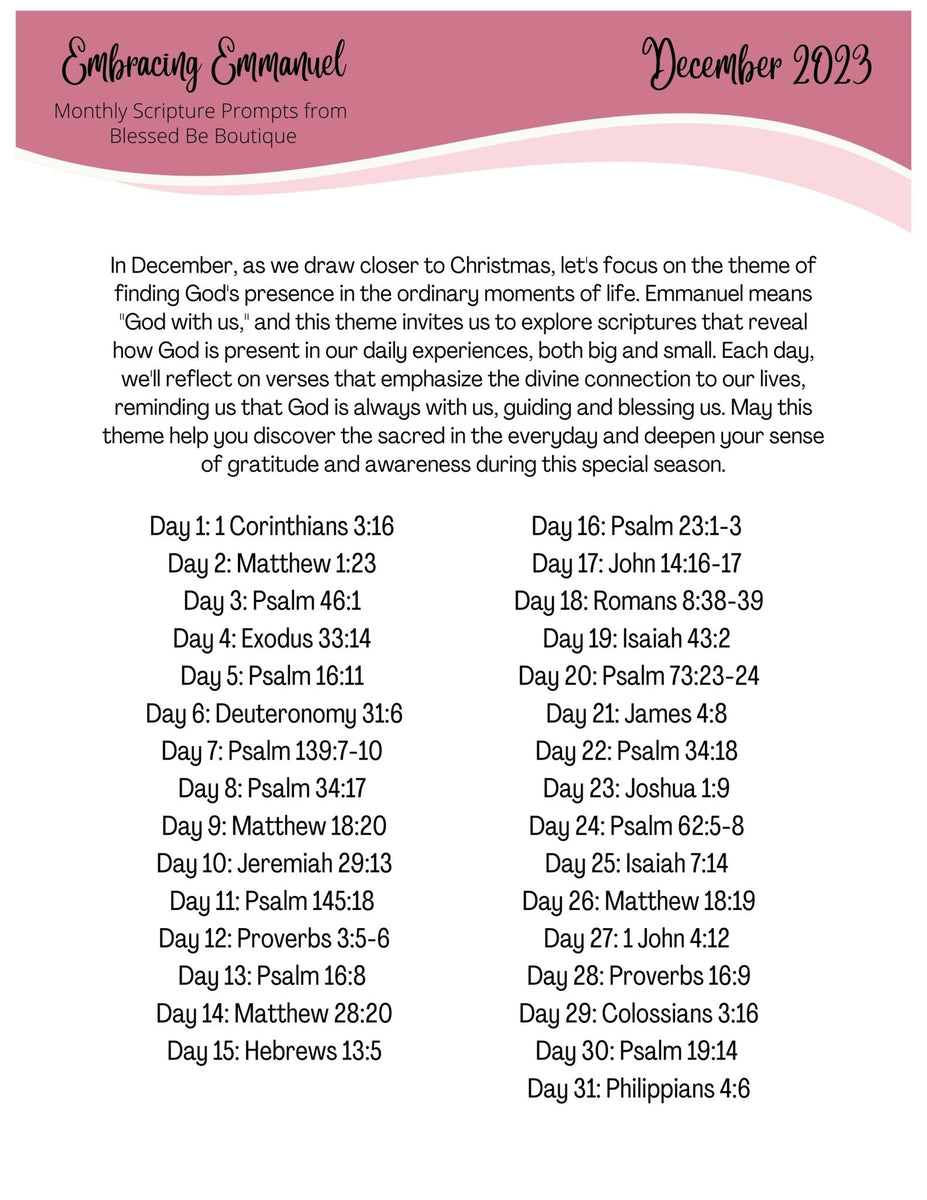 2023 December Scripture Journaling Prompts Digital Download – Blessed ...