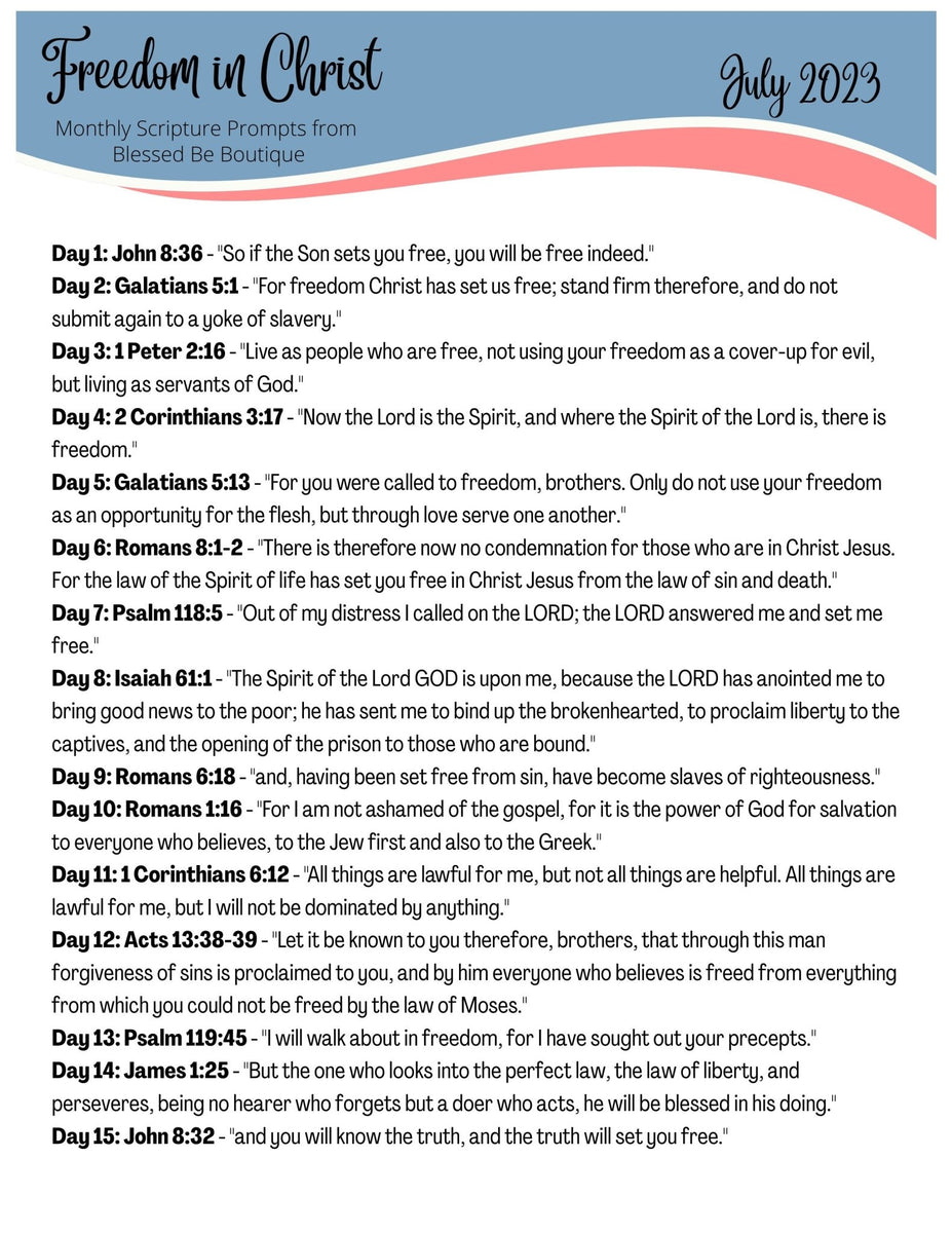 2023 July Scripture Journaling Prompts Digital Download – Blessed Be ...