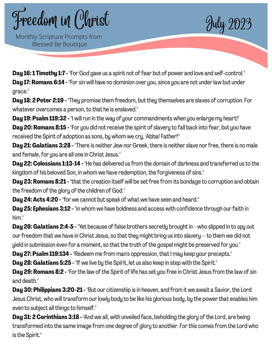 2023 July Scripture Journaling Prompts Digital Download – Blessed Be ...