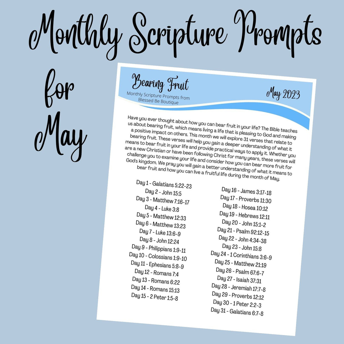 2023 May Scripture Journaling Prompts Digital Download – Blessed Be ...